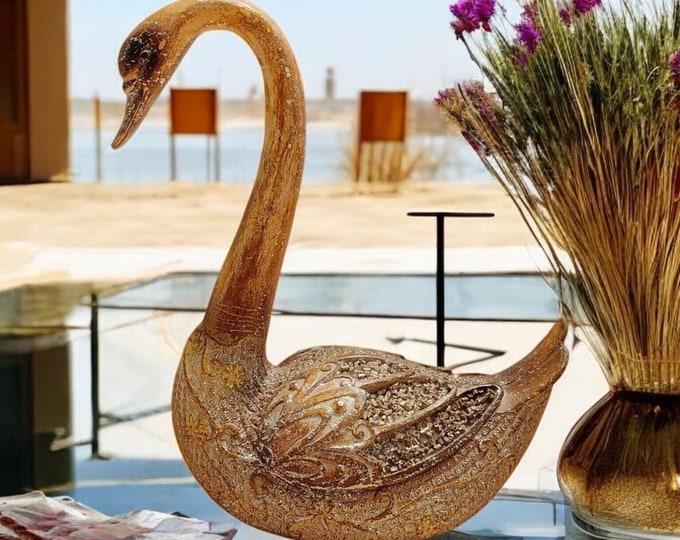 Gold Swan, Decoration Swan Statue, Swan Sculpture, Home Decoration ...