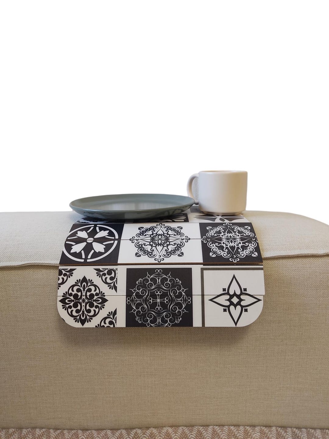 Patterned Sofa Arm Tray Table, Coffee Table, Wooden Sofa Table Tray ...