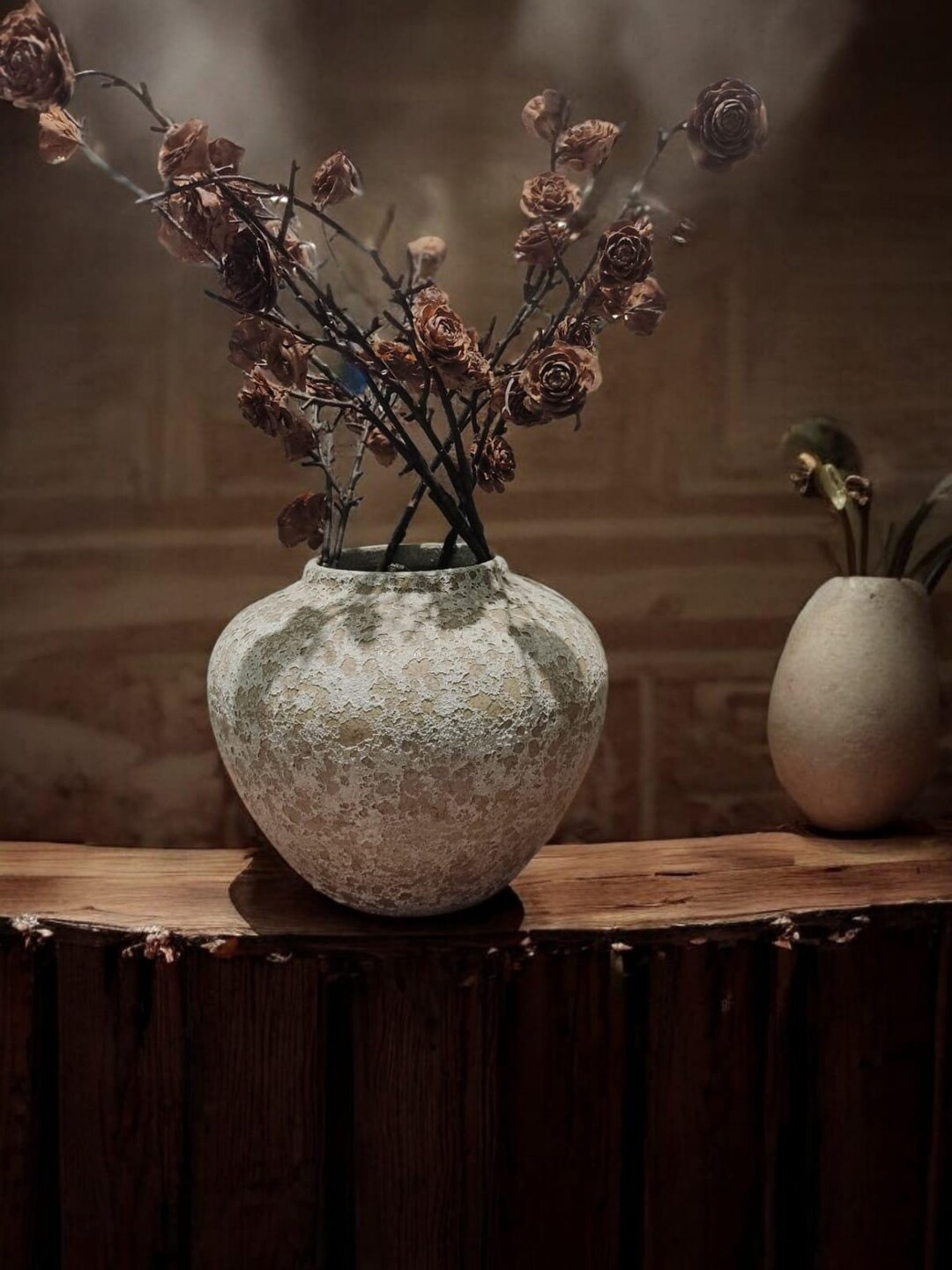 Textured Ceramic Large Vase, Rustic Decor, Aged Stone Effect Vase ...