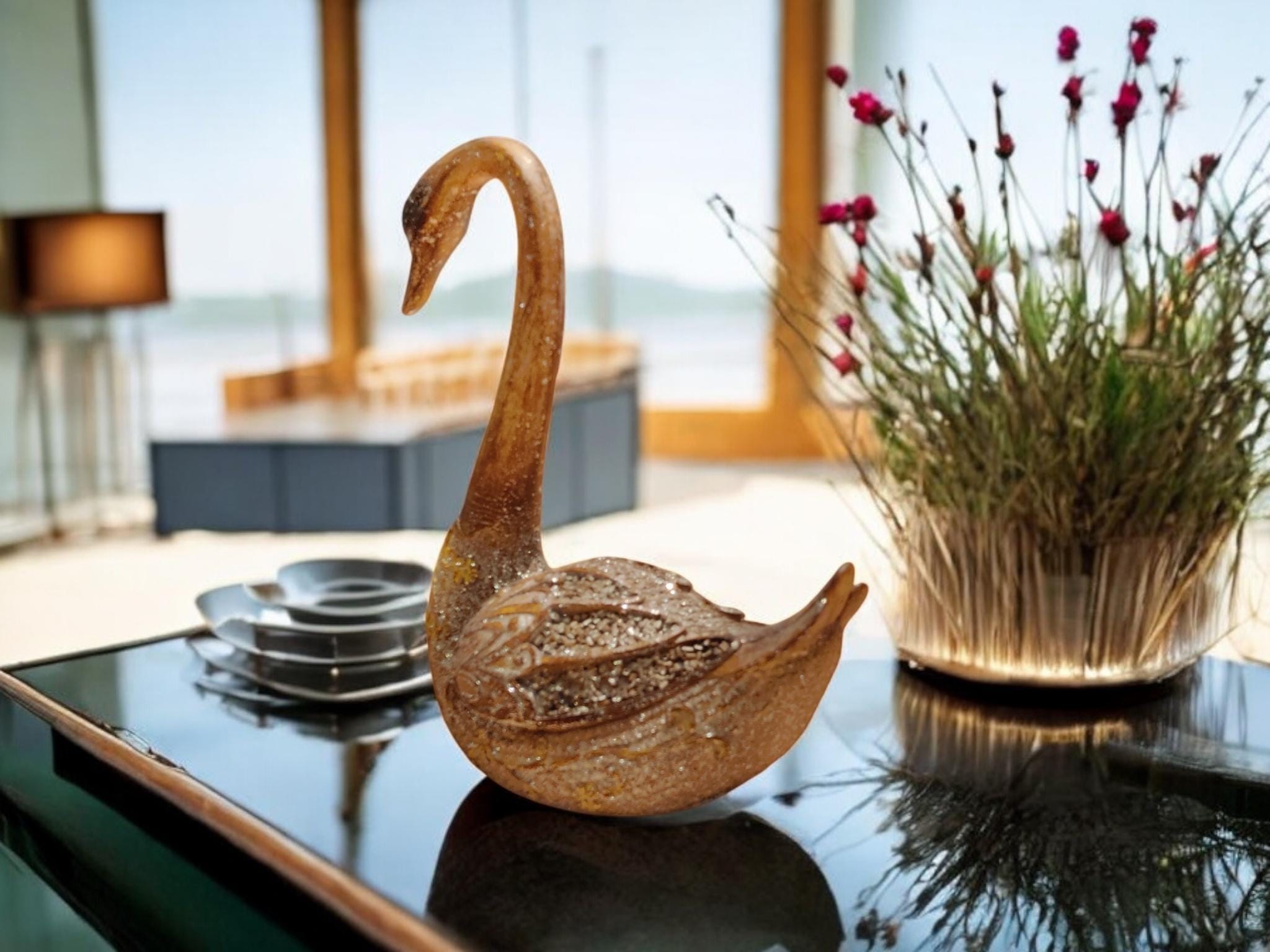 Gold Swan, Decoration Swan Statue, Swan Sculpture, Home Decoration ...