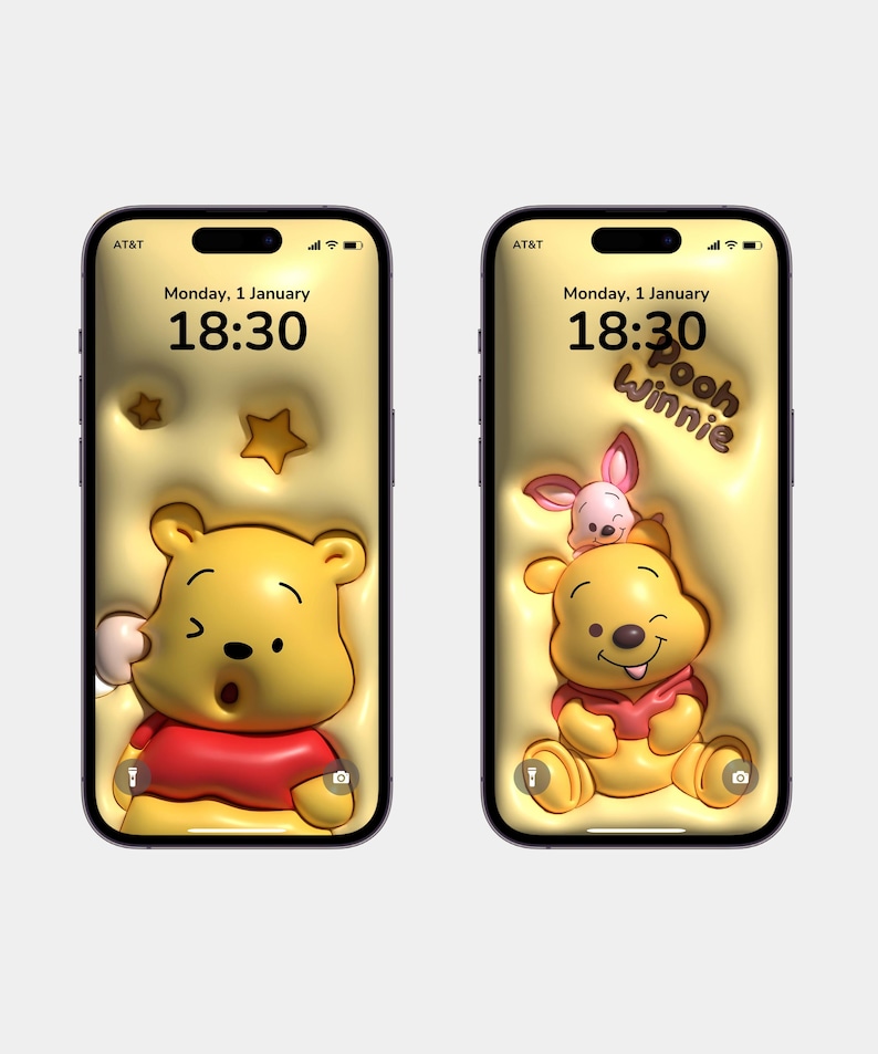 4 X 3D Winnie the Pooh iPhone Wallpaper Bundle, 3D Ios Wallpaper, 4K ...