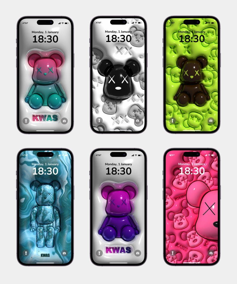 6 X 3D KAWS iPhone Wallpaper Dreamer Bundle Pack, 3D Ios Wallpaper, 4K ...