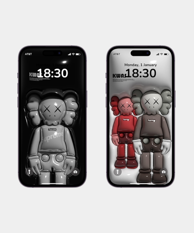 6 X 3D KAWS iPhone Wallpaper Supreme Bundle Pack, 3D Ios Wallpaper, 4K ...