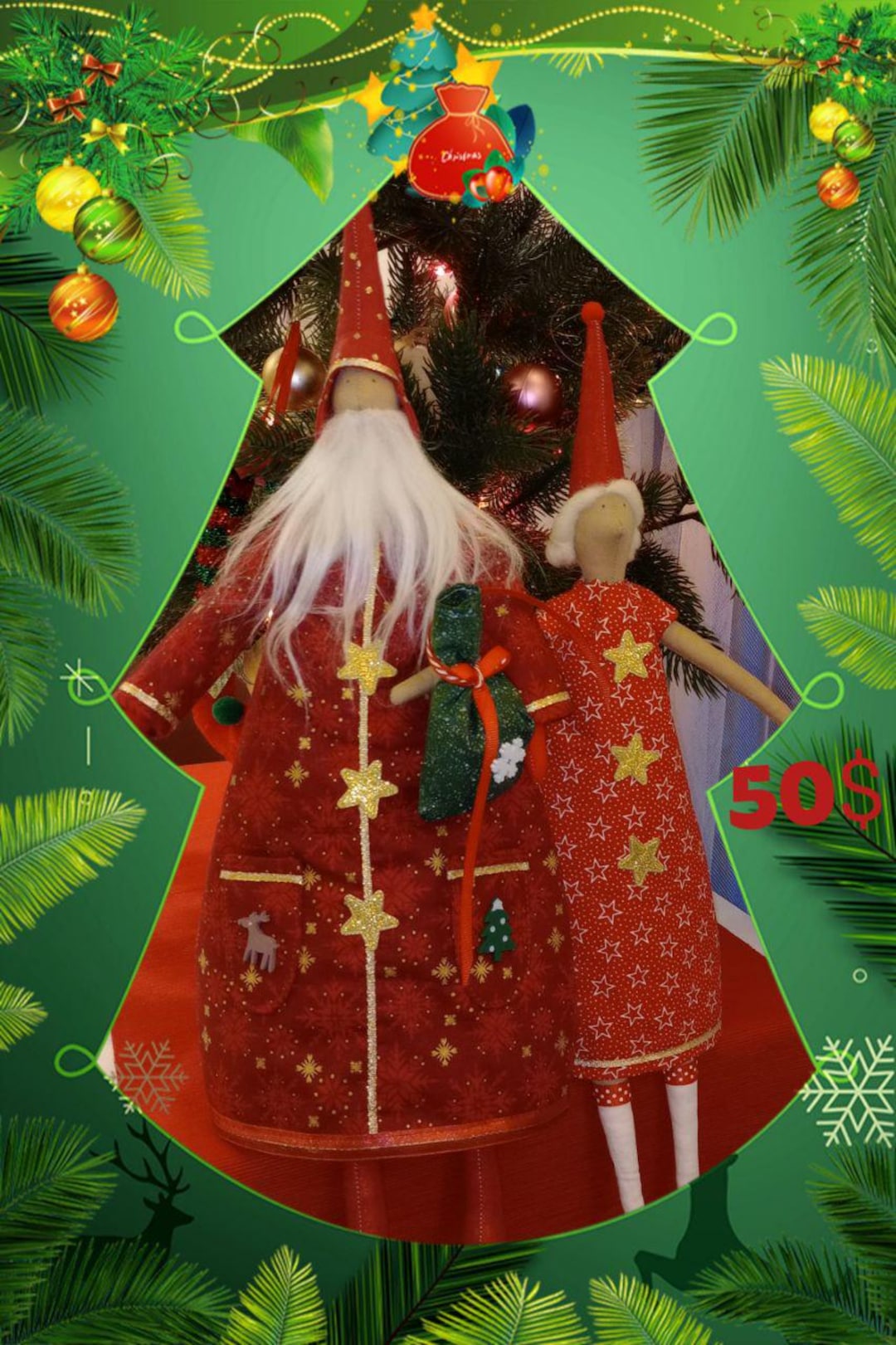 Tilda Christmas Dolls Handmade Santa and Elf-girl (pair) - Etsy