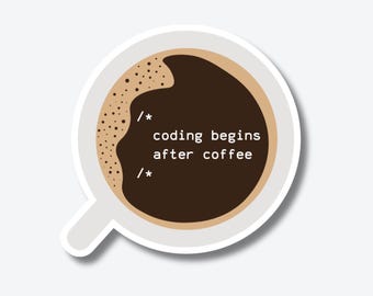 Code Sticker for Coffee Lovers, Coding and Coffee Sticker, Coffee Sticker, Programmer Decal ...