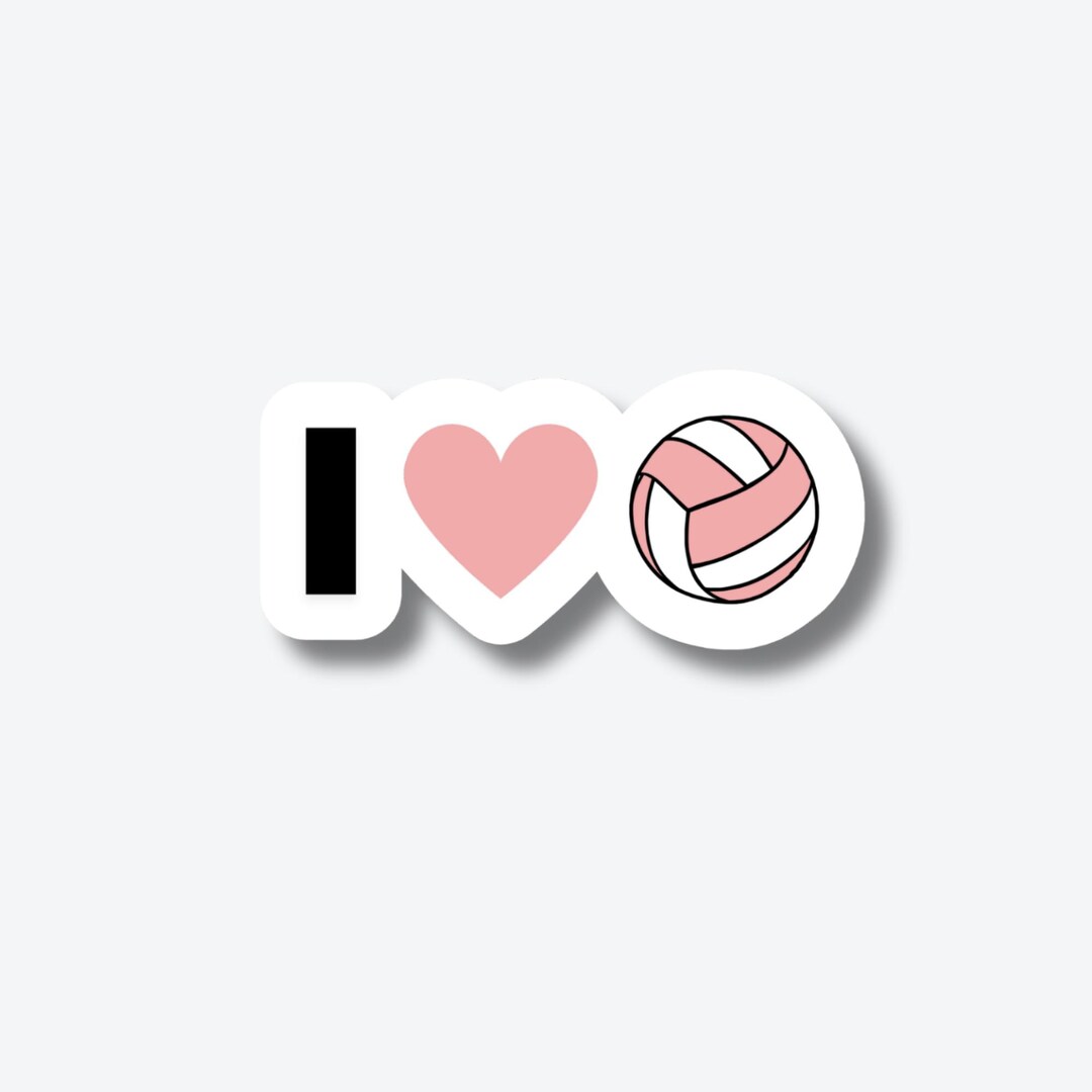 I Love Volleyball Sticker, Volleyball Sticker Pink, Volleyball Coach ...