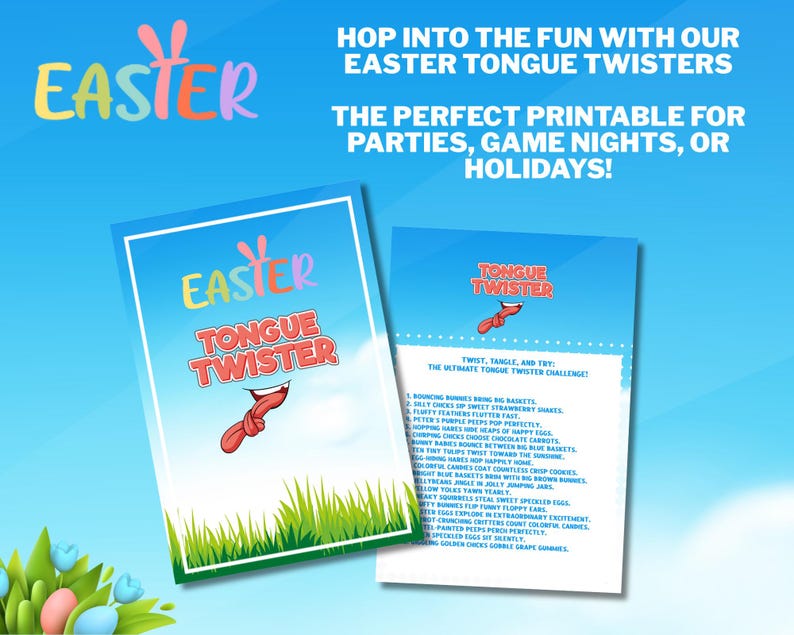 Easter Tongue Twisters Printable | Spring Fun Game | Family or Kids ...