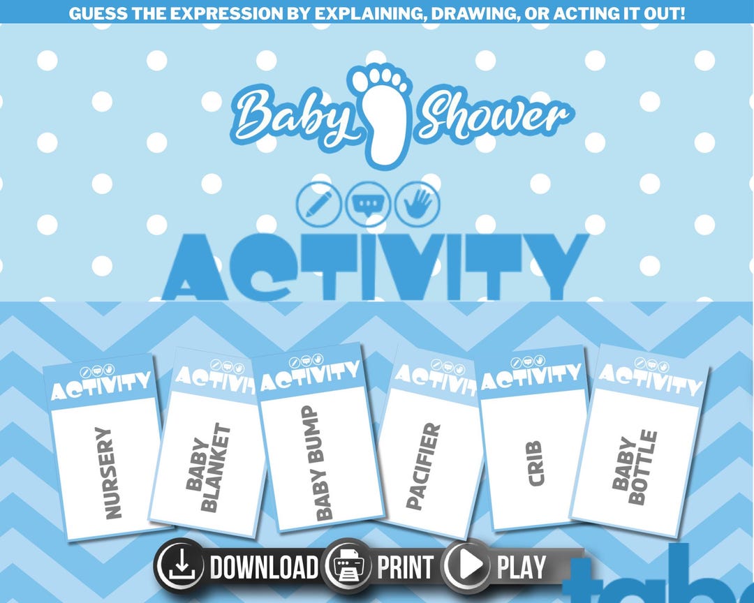 Baby Shower Boy Activity Game Printable | Activity Party Game | Baby ...