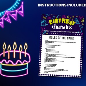 Birthday Charades Game Printable | Charades Party Game | Birthday Theme ...