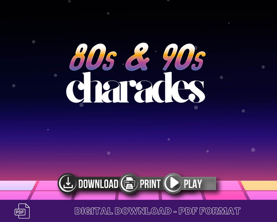80s-90s Nostalgia Charades Game Printable | Charades Party Game | 80s ...