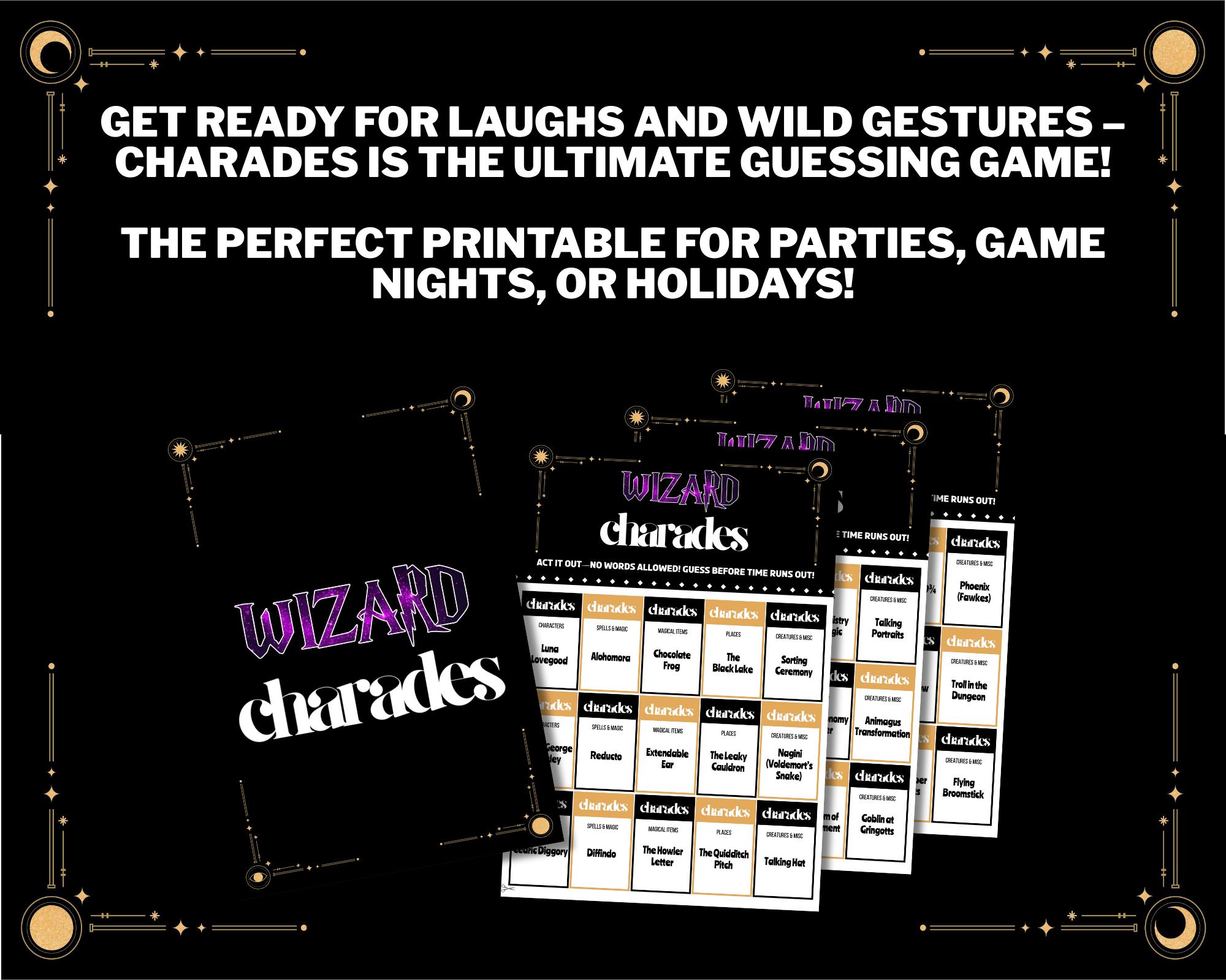 Wizard Charades Game Printable | Charades Party Game | Magic Theme ...