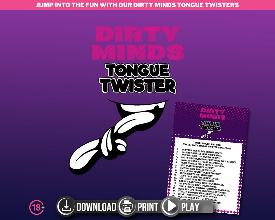 Dirty Minds Tongue Twisters Printable | Naughty Fun Game | Adult Party ...