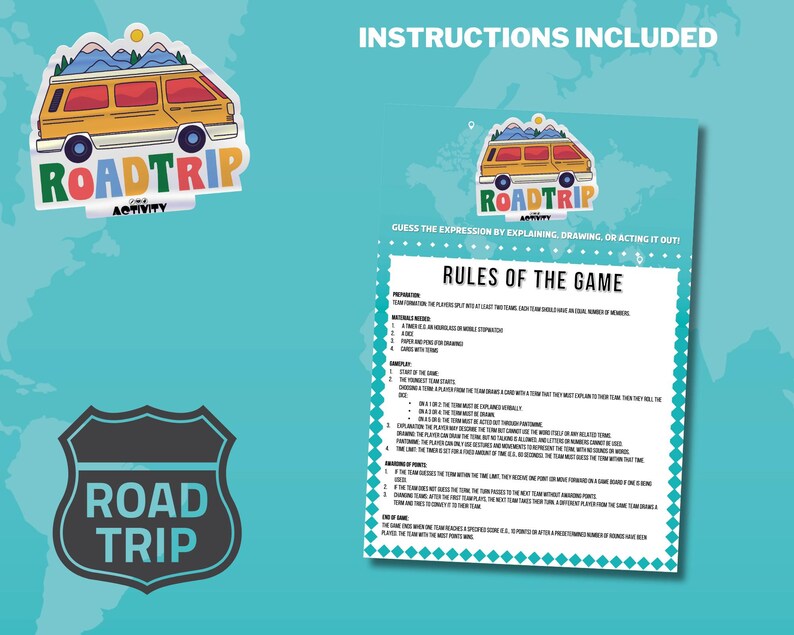 Road Trip Activity Game Printable | Activity Party Game | Road Trip ...