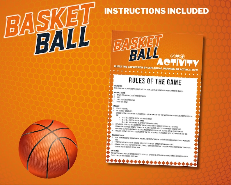 Basketball Activity Game Printable | Activity Party Game | Basketball ...
