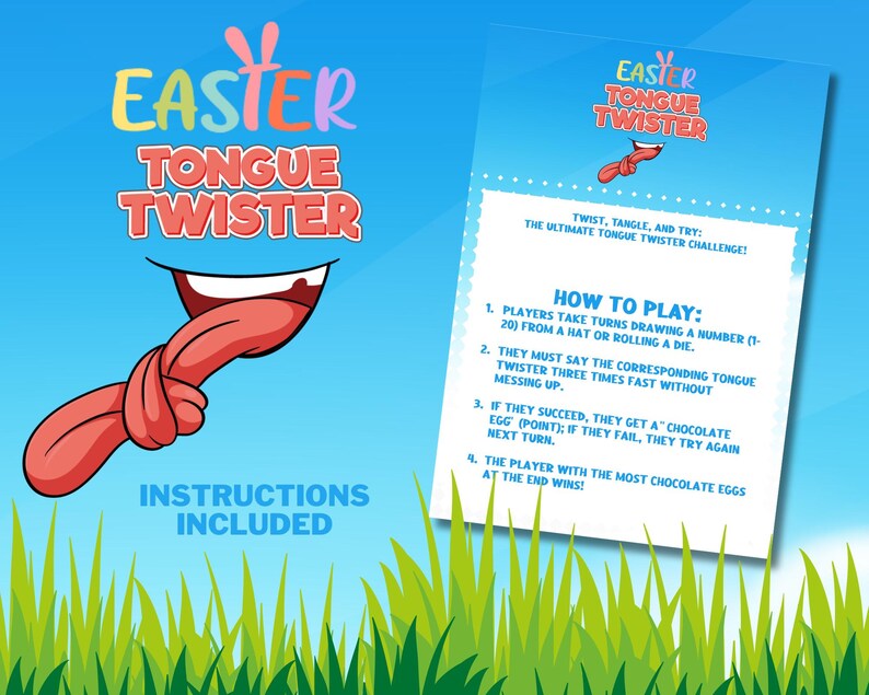 Easter Tongue Twisters Printable | Spring Fun Game | Family or Kids ...