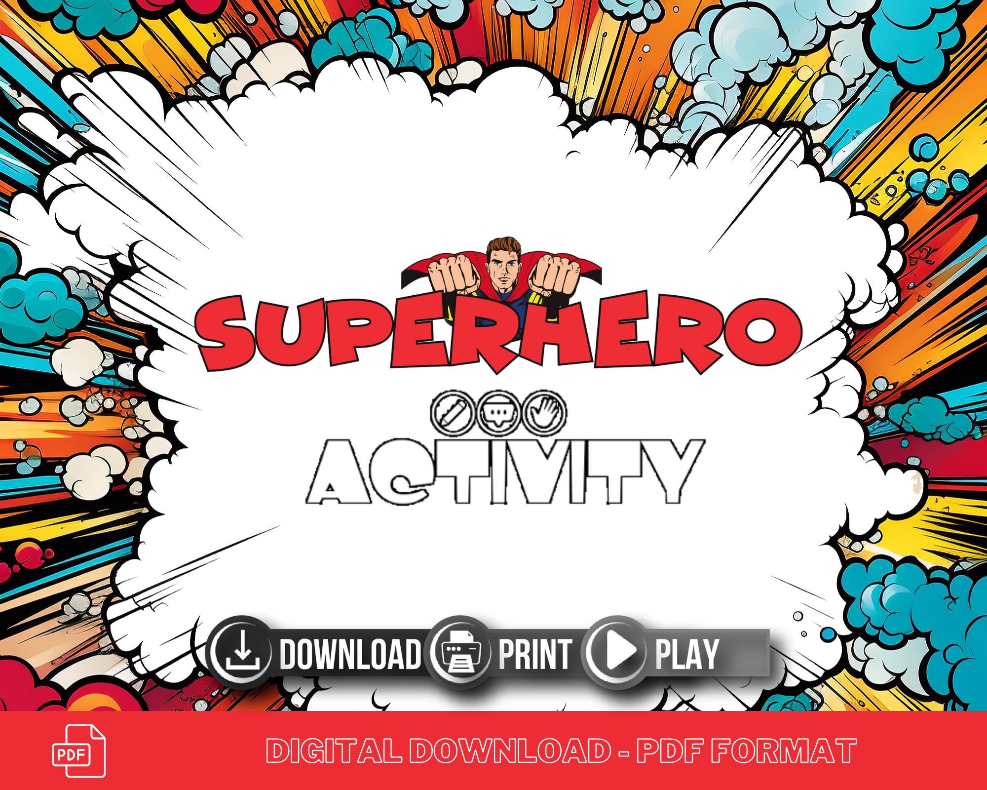 Superhero Activity Game Printable | Activity Party Game | Superhero ...