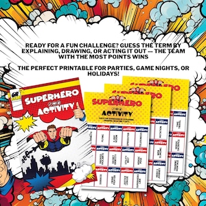 Superhero Activity Game Printable | Activity Party Game | Superhero ...