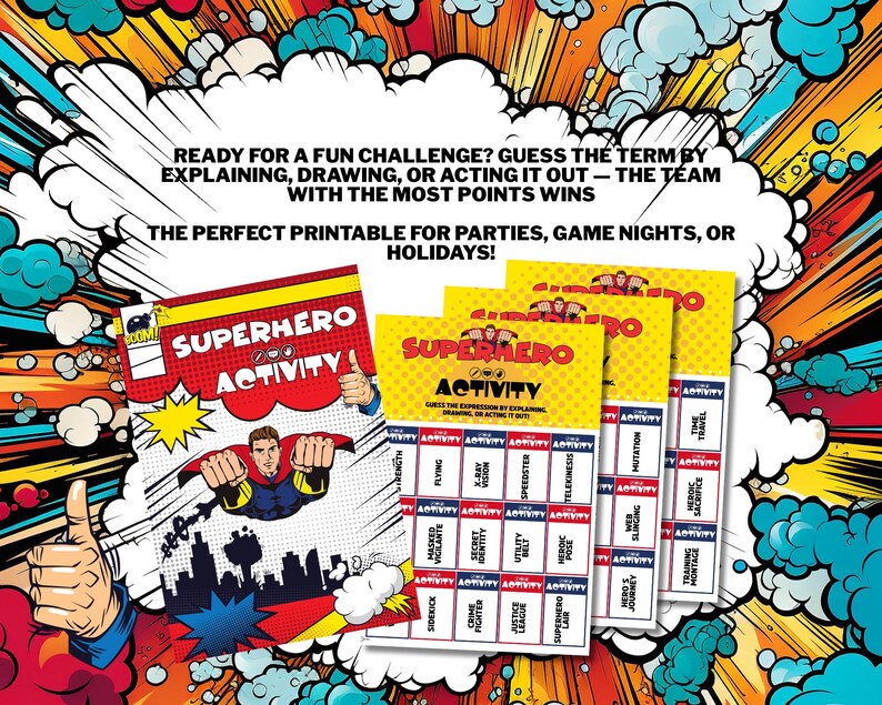 Superhero Activity Game Printable | Activity Party Game | Superhero ...
