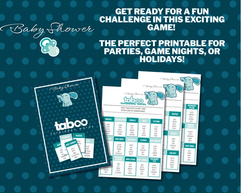 Baby Shower Neutral Taboo Game Printable | Taboo Party Game | Baby ...