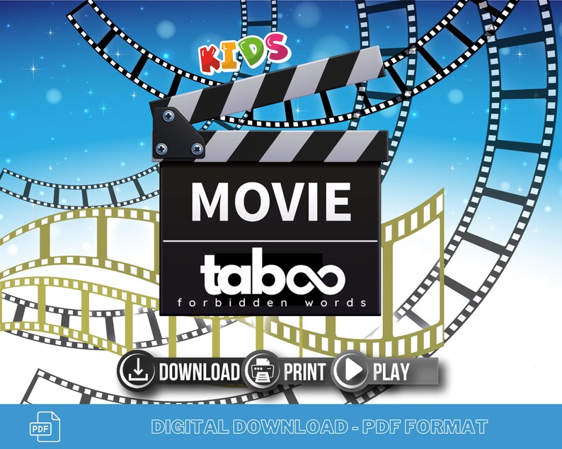 Kids Movies Taboo Game Printable | Taboo Party Game | Kids Movies Theme ...