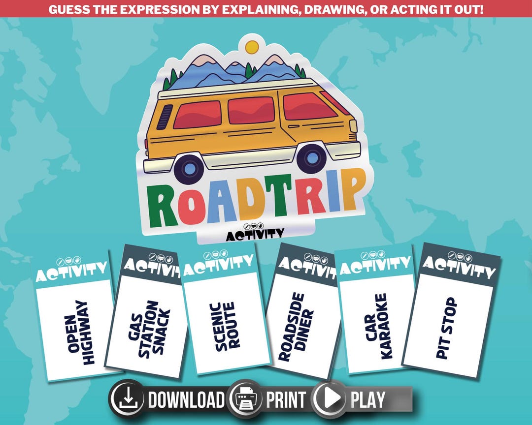 Road Trip Activity Game Printable | Activity Party Game | Road Trip ...
