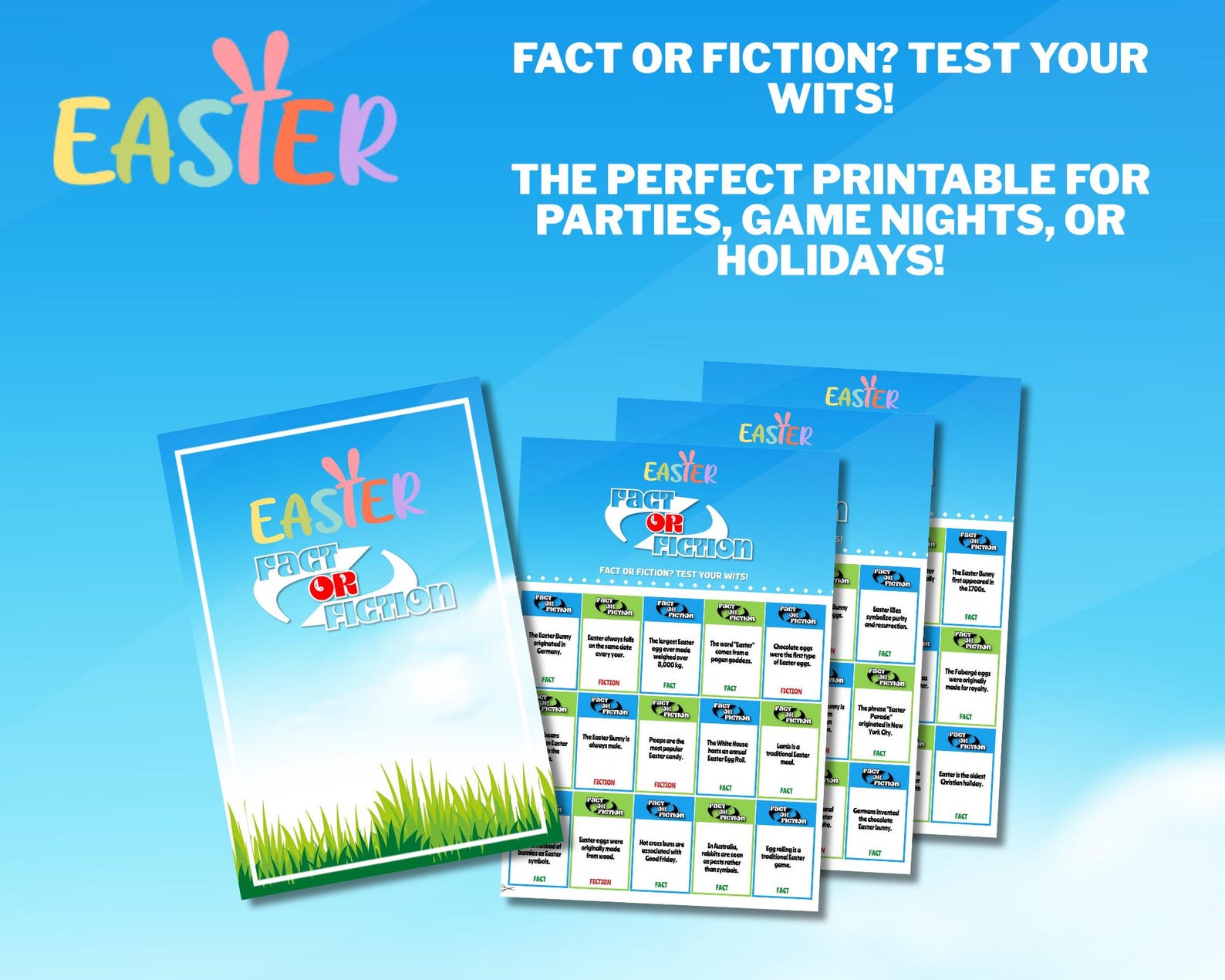Easter Fact or Fiction Game Printable | Easter Party Game | Fun Fact ...