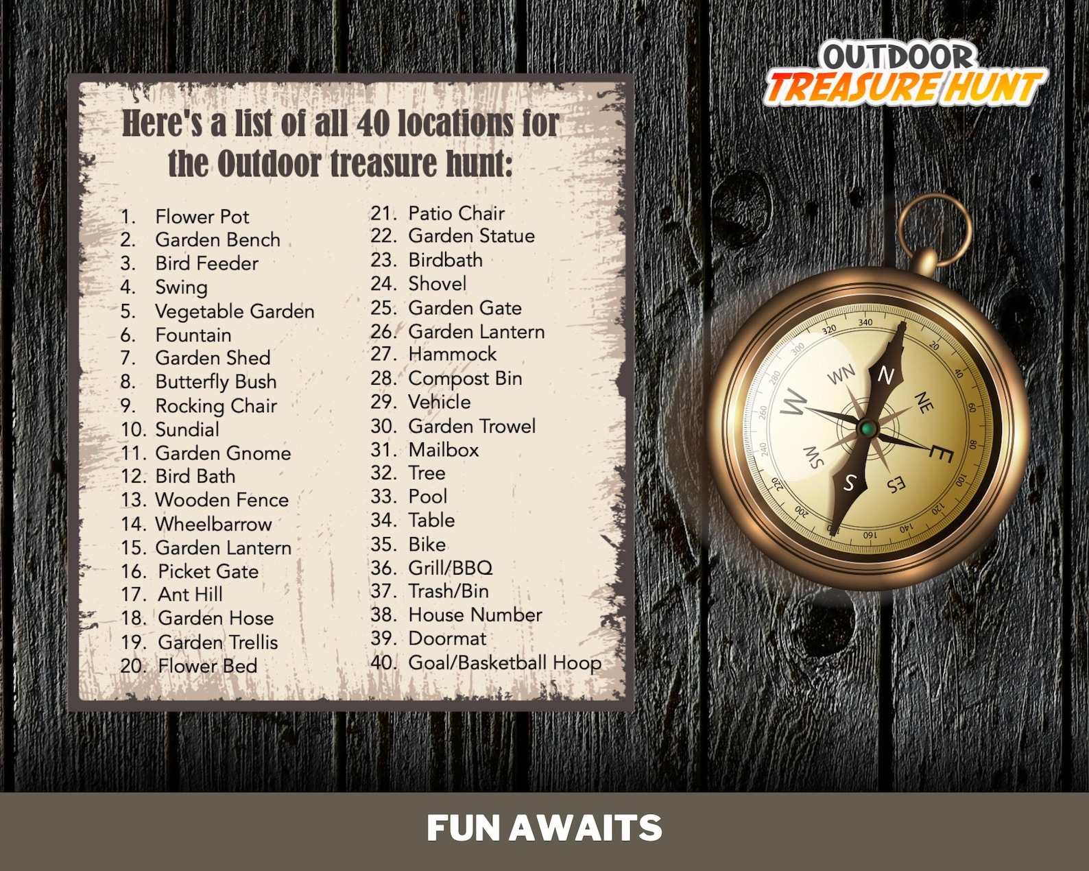 Outdoor Treasure Hunt | Outside Treasure Hunt | Scavenger Hunt Outdoor ...