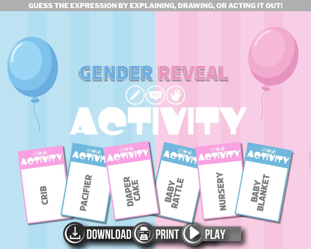 Gender Reveal Activity Game Printable | Activity Party Game | Gender ...