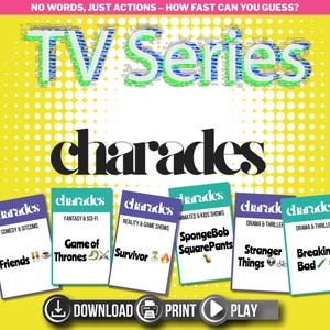 TV Series Charades Game Printable | Charades Party Game | TV Series ...