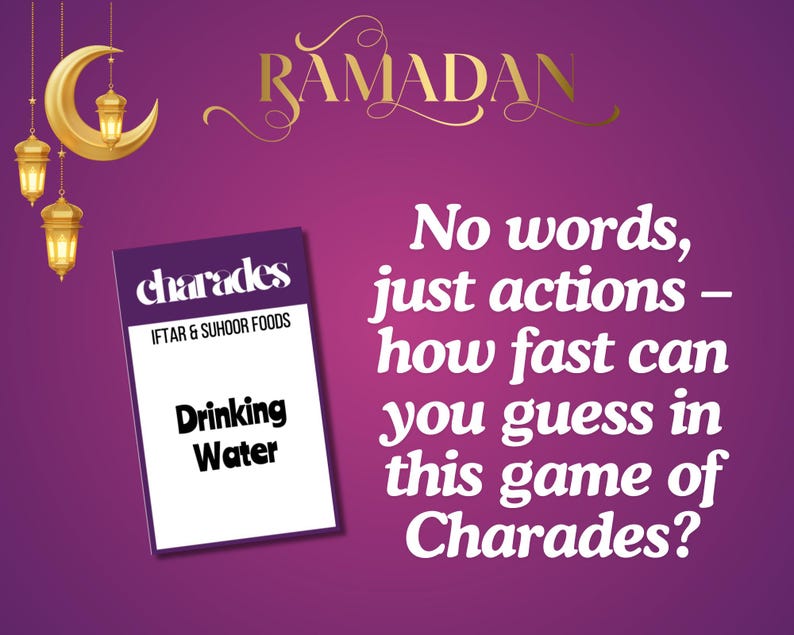 Ramadan & Eid Charades Game Printable | Charades Party Game | Ramadan ...