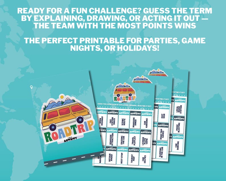 Road Trip Activity Game Printable | Activity Party Game | Road Trip ...