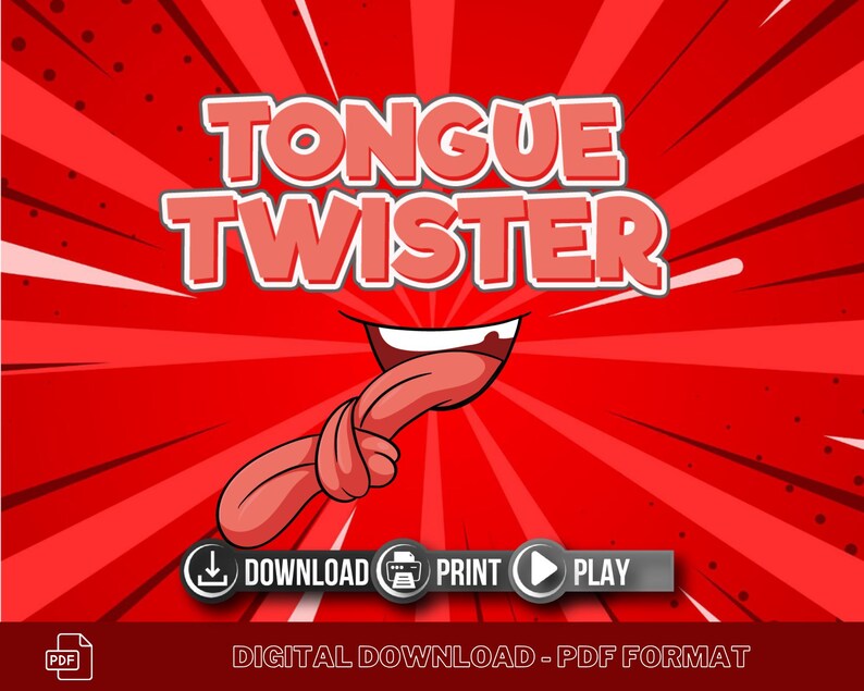 Classic Tongue Twisters Printable | Fun Challenge Game | Family or ...