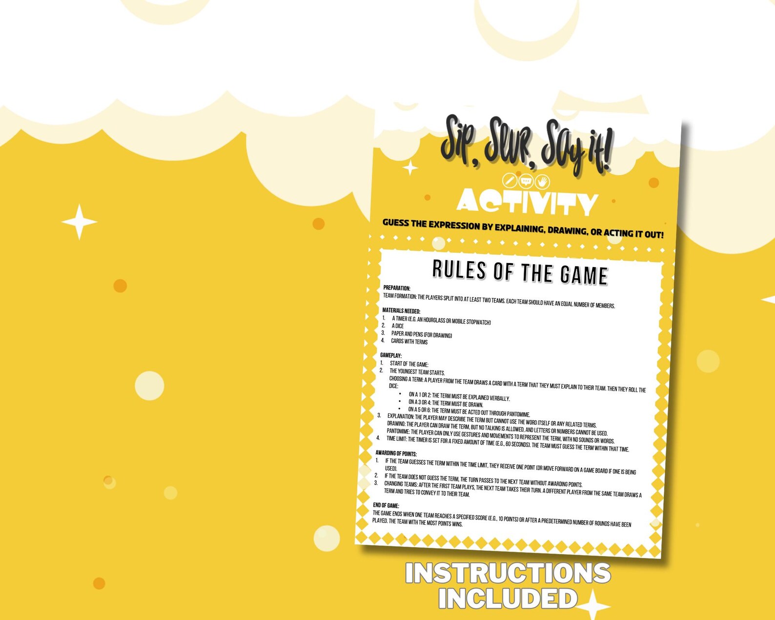 Drinking Game Edition Activity Game Printable | Activity Party Game ...