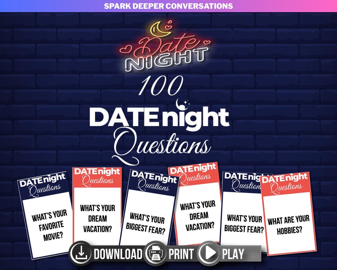 100 Date Night Questions Printable | Relationship Questions Game ...