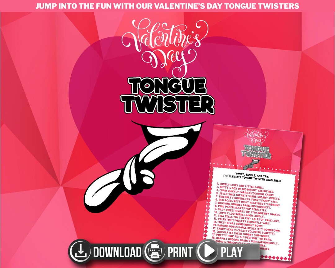 Valentine's Day Tongue Twisters Printable | Love Fun Game | Holiday ...