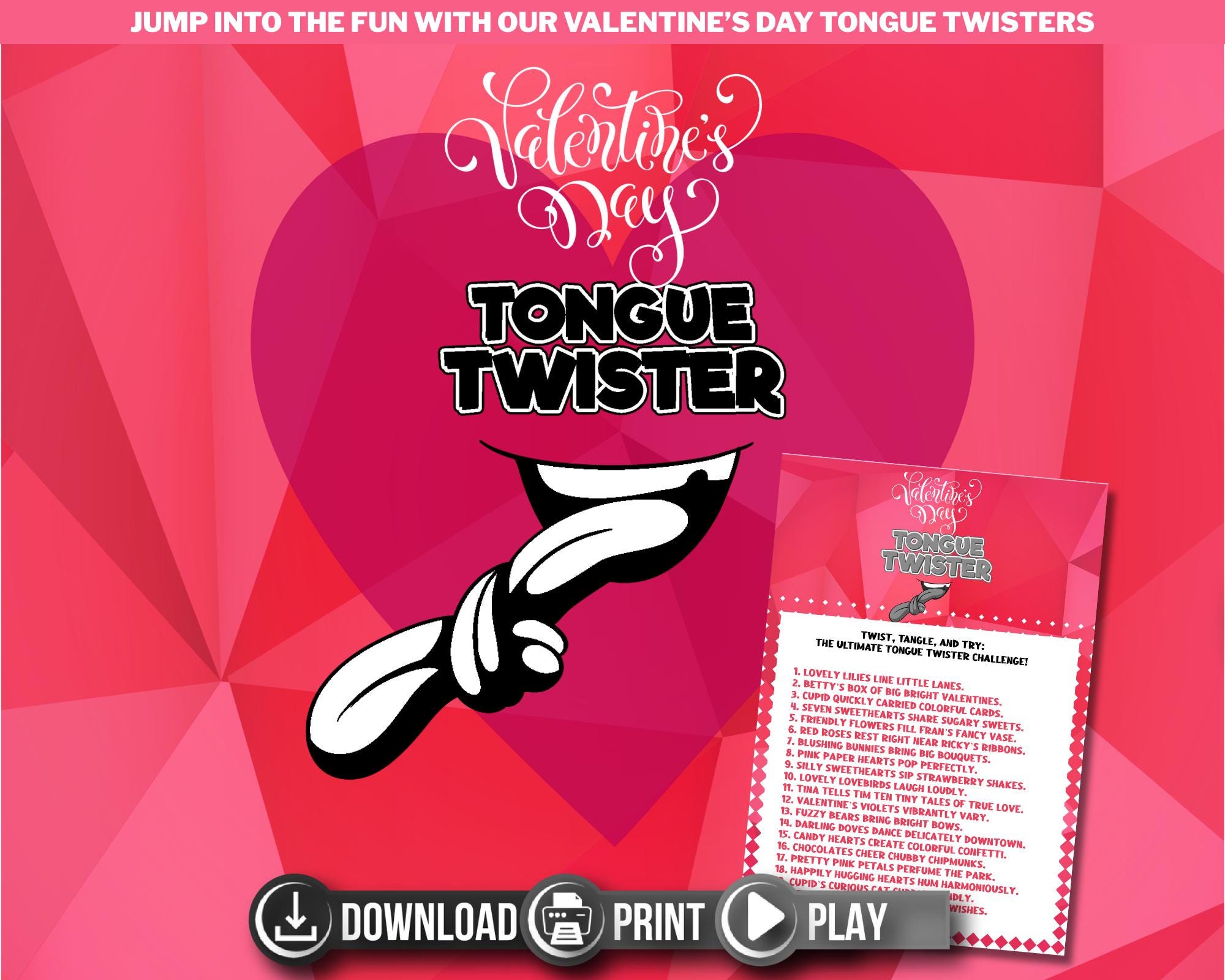 Valentine's Day Tongue Twisters Printable | Love Fun Game | Holiday ...
