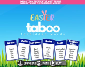 Easter Charades Game Printable | Charades Party Game | Easter Theme ...