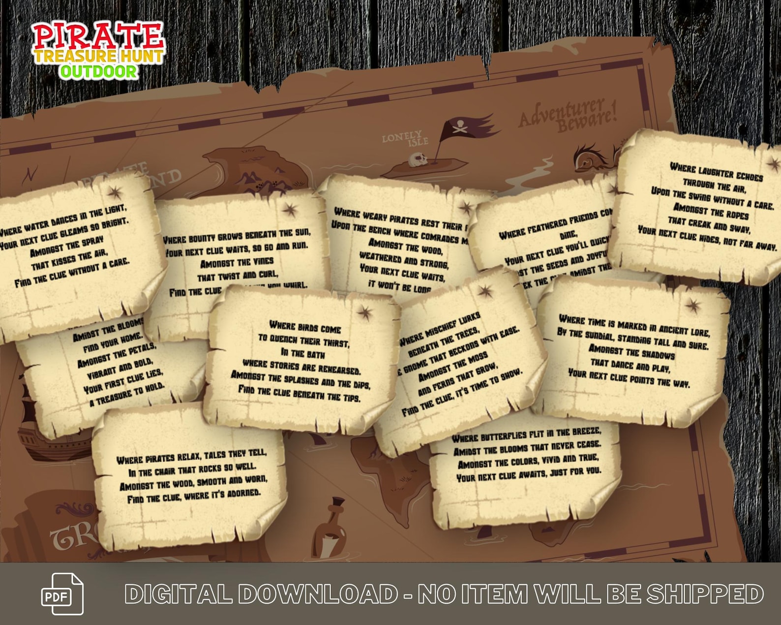Pirate Treasure Hunt Outdoor | Pirate Scavenger Hunt Outdoor | Game for ...