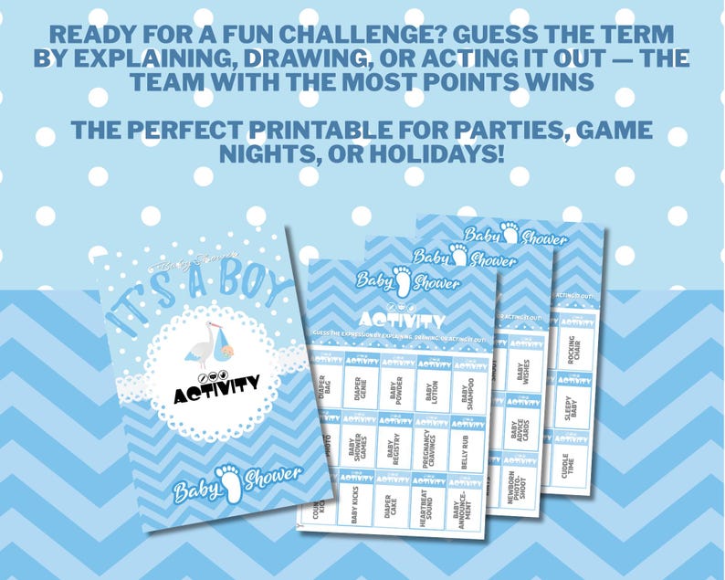 Baby Shower Boy Activity Game Printable | Activity Party Game | Baby ...