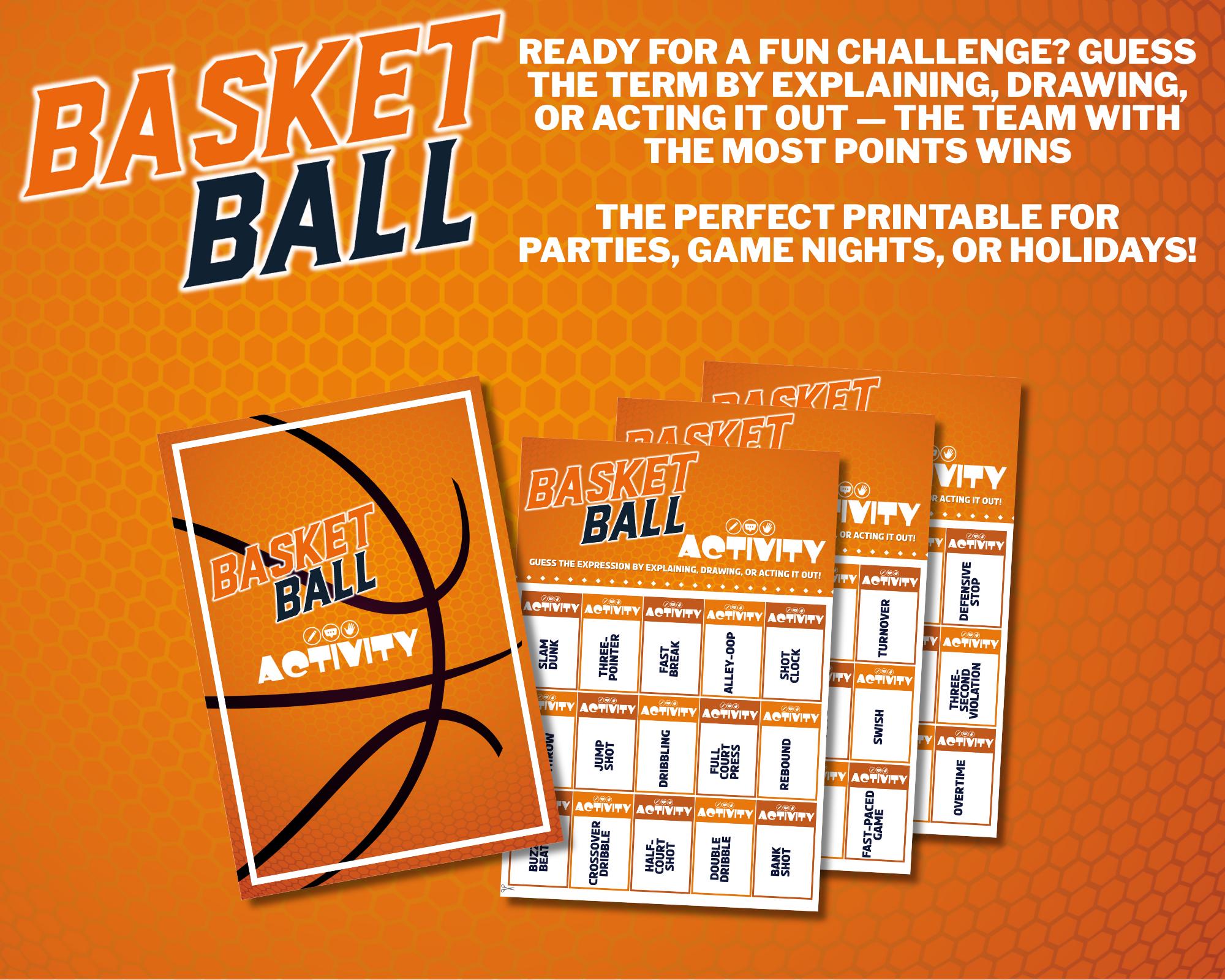 Basketball Activity Game Printable | Activity Party Game | Basketball ...