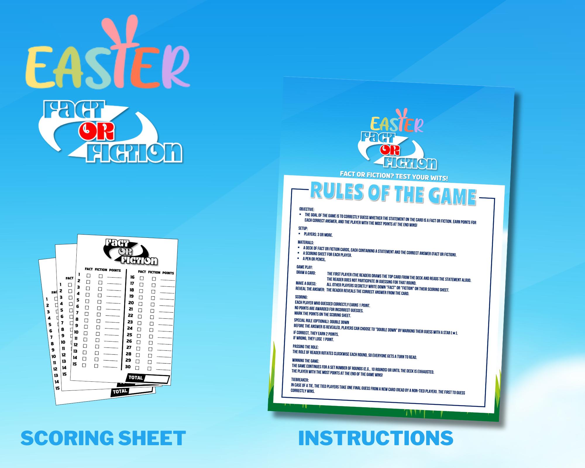 Easter Fact or Fiction Game Printable | Easter Party Game | Fun Fact ...