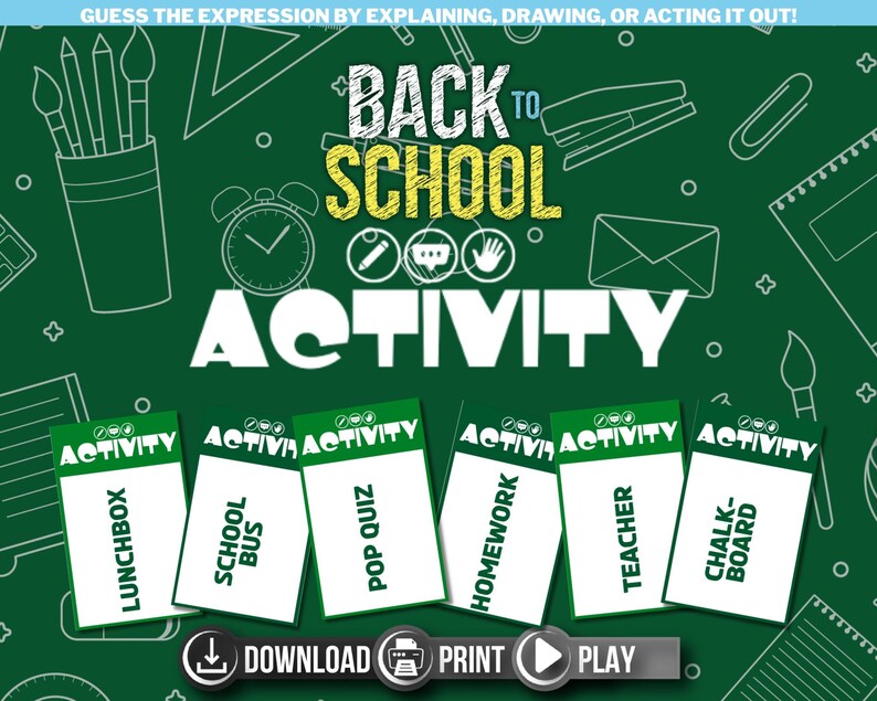 School Edition Activity Game Printable | Activity Party Game | School ...
