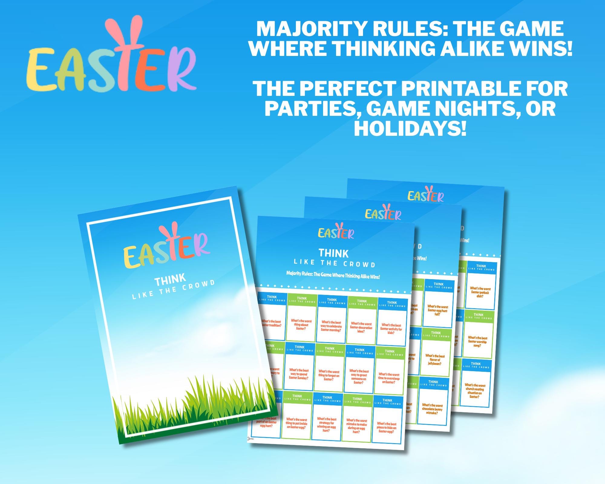 Easter Think Like the Crowd Game Printable | Easter Party Game | Fun ...
