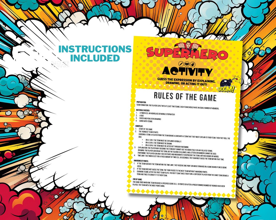 Superhero Activity Game Printable | Activity Party Game | Superhero ...