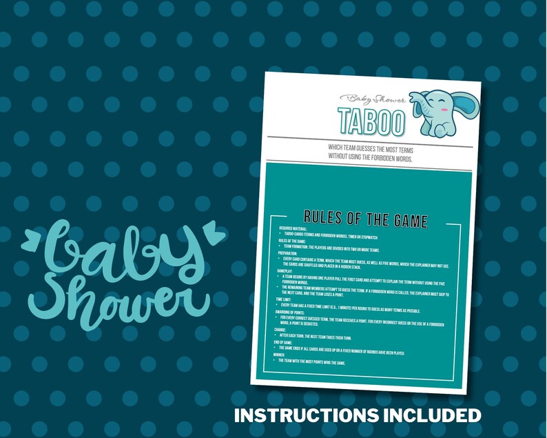 Baby Shower Neutral Taboo Game Printable | Taboo Party Game | Baby ...