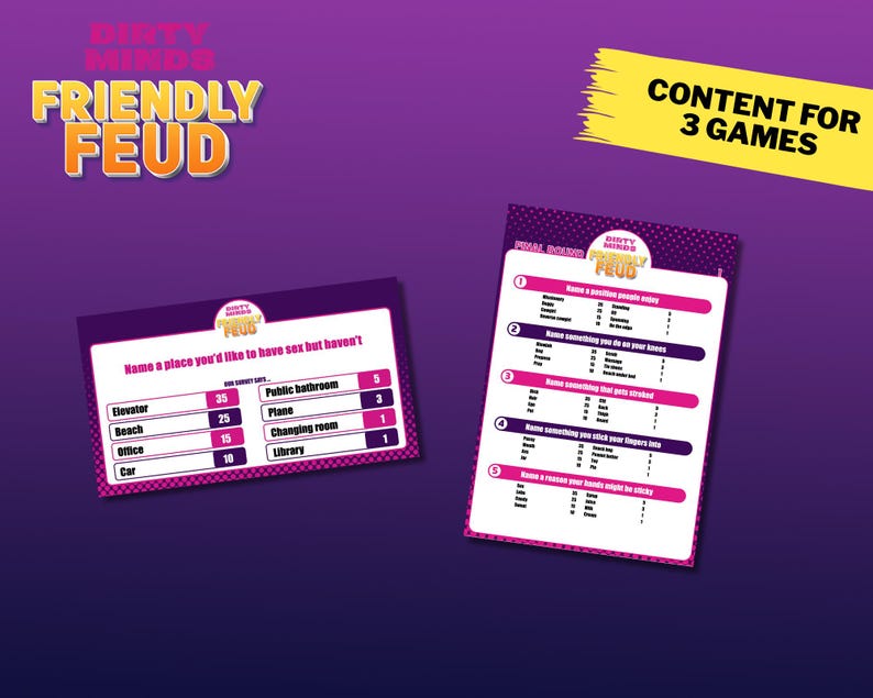 Friendly Feud - Dirty Minds | Printable Family Feud Style Game | Party ...
