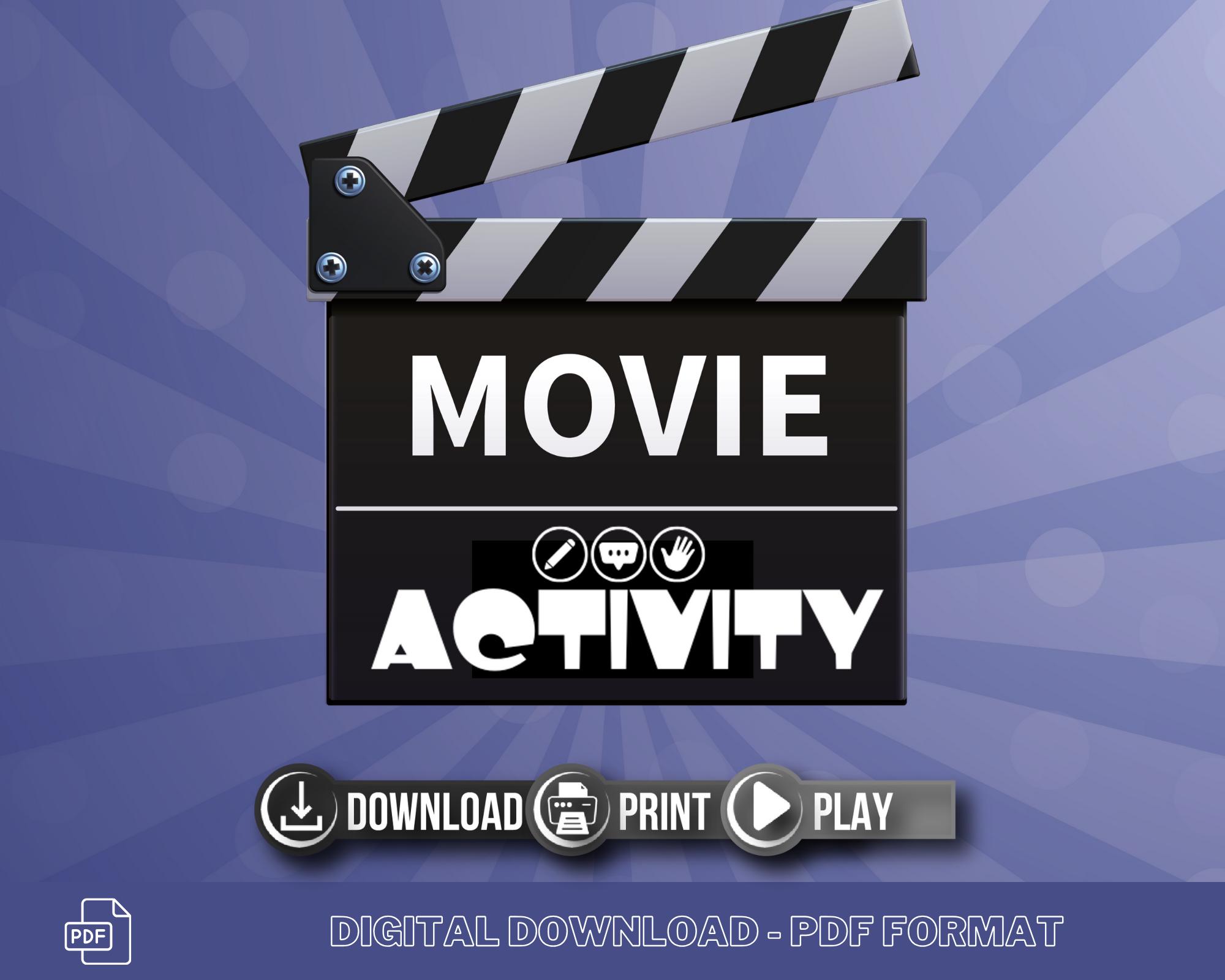 Movies Activity Game Printable | Activity Party Game | Movies Theme ...