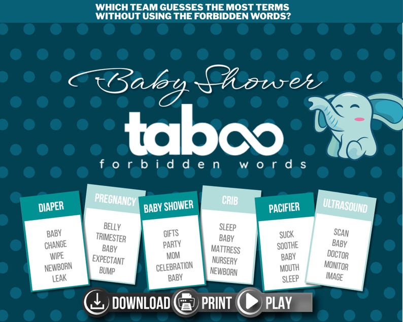Baby Shower Neutral Taboo Game Printable | Taboo Party Game | Baby ...