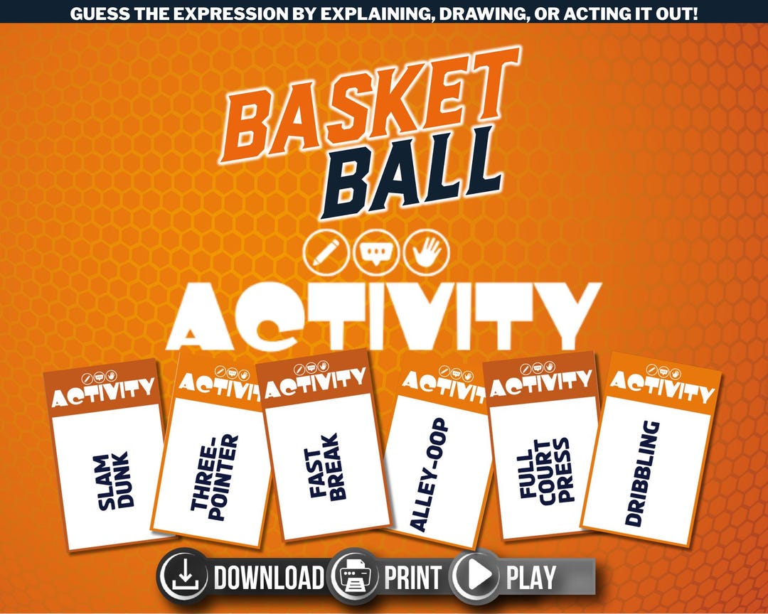 Basketball Activity Game Printable | Activity Party Game | Basketball ...