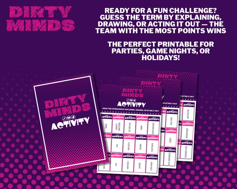 Dirty Minds Activity Game Printable | Activity Party Game | Dirty Minds ...